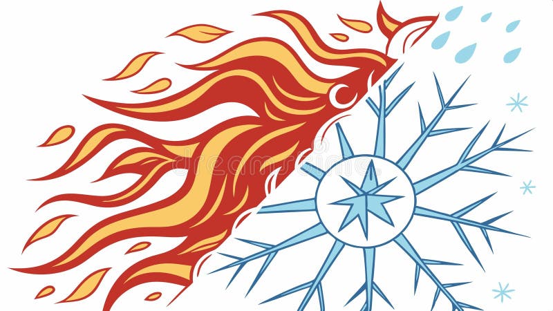 Snowflake and Flame Contrast, Winter Fire Vector Design Generative AI ...