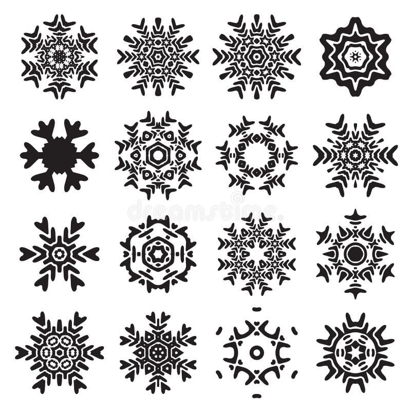 Snowflake Flat Icon Set stock vector. Illustration of icon - 122515819