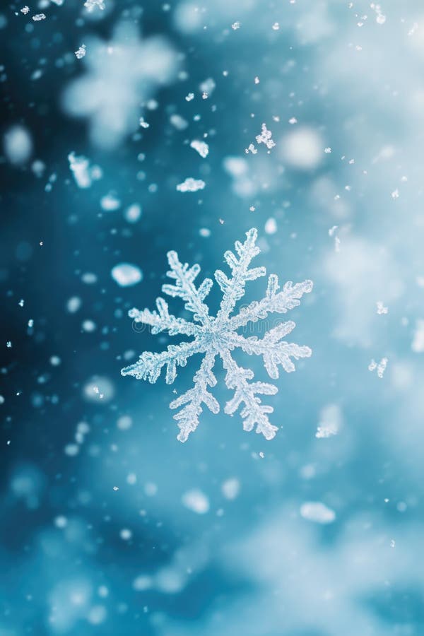 A Snowflake is Floating in the Air Above a Blue Sky Stock Illustration ...