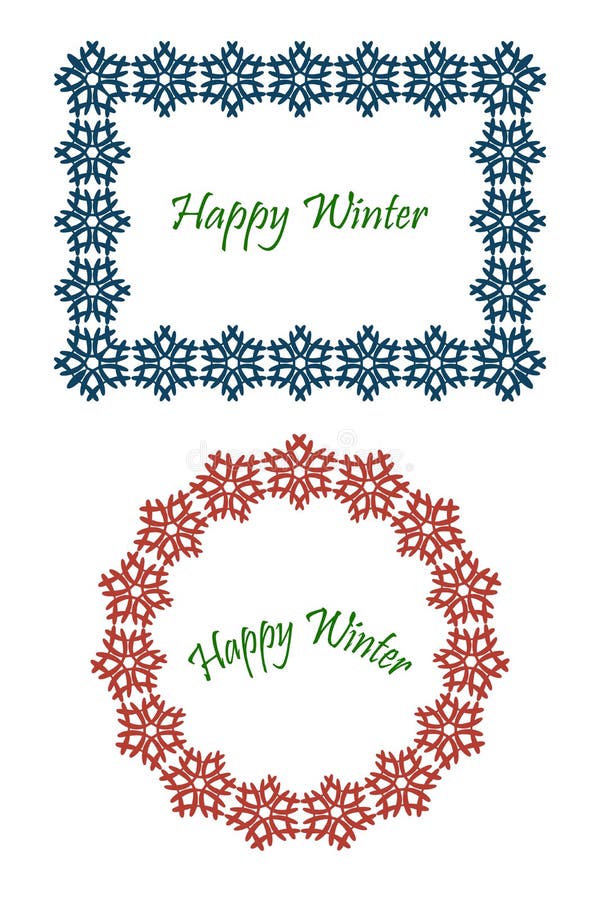 Snowflake Frame Set. Winter Holidays Design for Web Card Border, Label ...