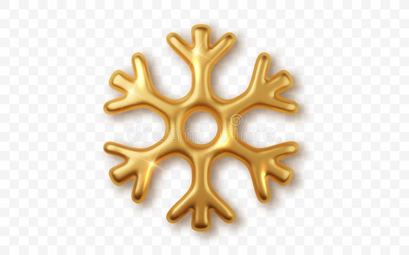 Snowflake Gold Realistic. Glossy Metallic Gold Christmas Design ...