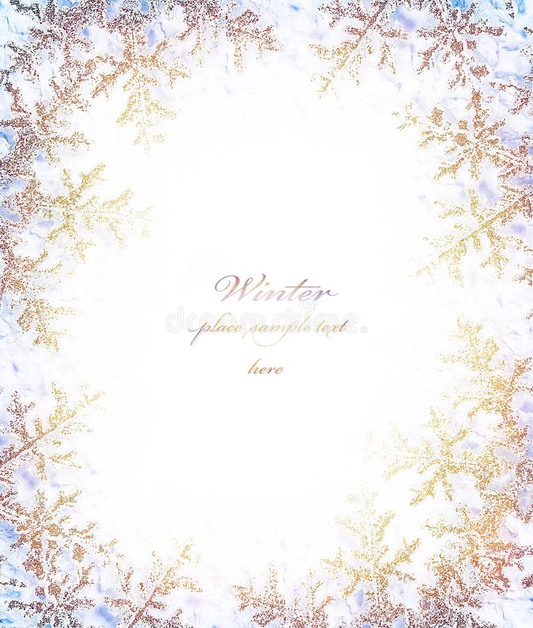 Snowflake Golden Decorative Frame Stock Image - Image of background ...