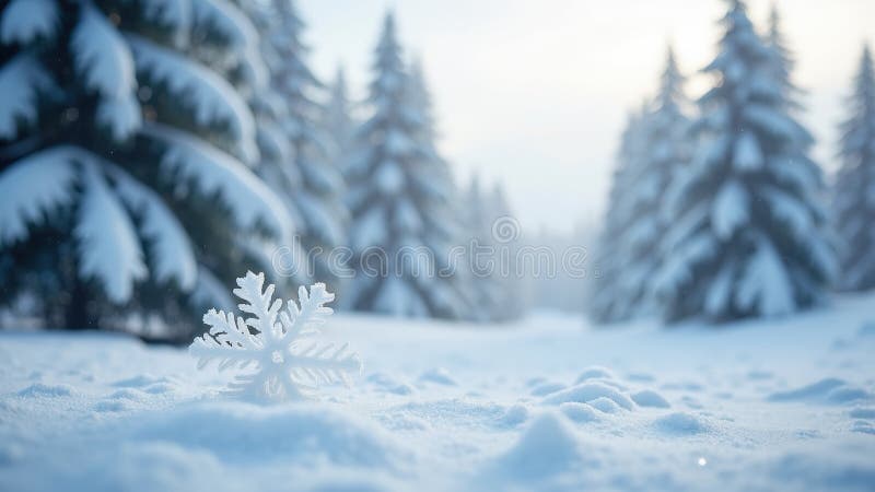 Snowflake is on the Ground in Front of a Forest Stock Image - Image of ...