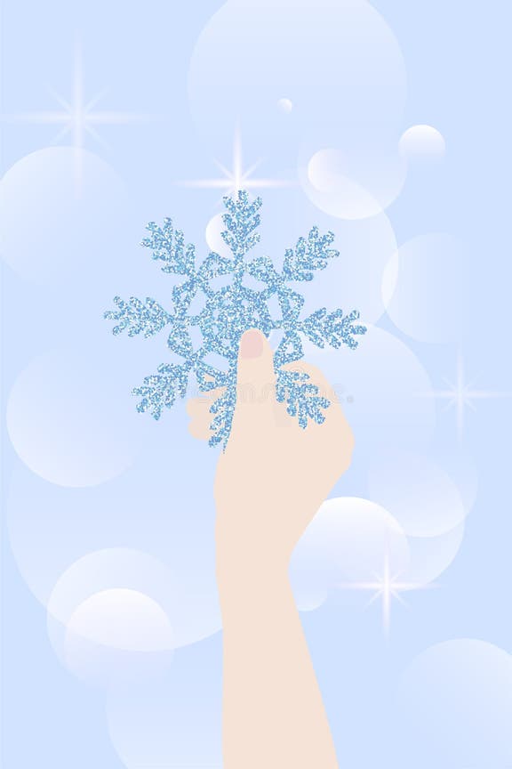 Snowflake in Hand. Shiny Blue Snowflake. Snowflake in Sparkles. Winter ...