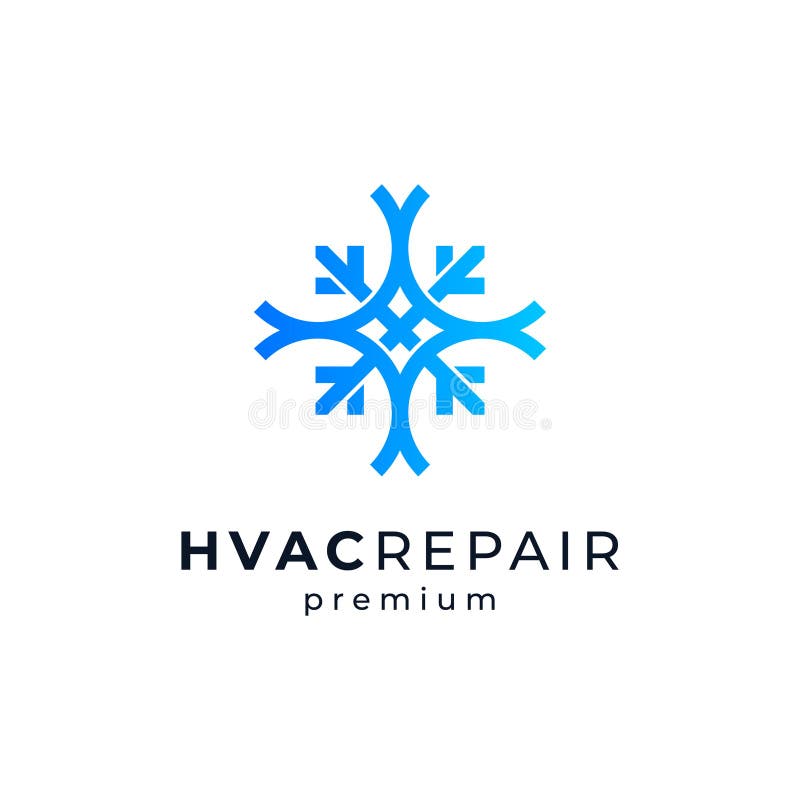 Simple and Shiny Snowflake for HVAC Repair Logo Design Stock Vector ...