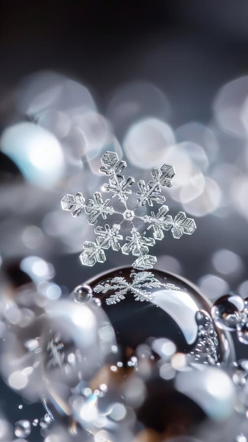 Snowflake Ice Crystal Forming on Bubble Surface Stock Illustration ...