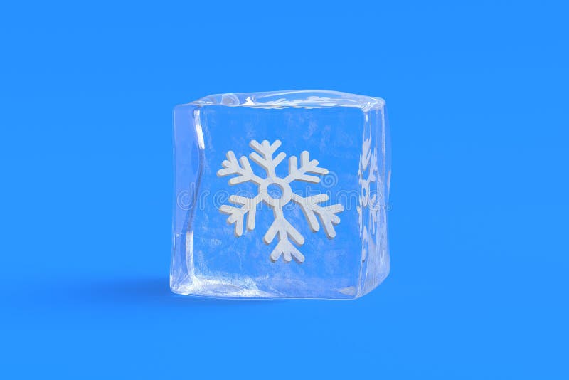 Snowflake in ice cube stock illustration. Illustration of frost - 263603314