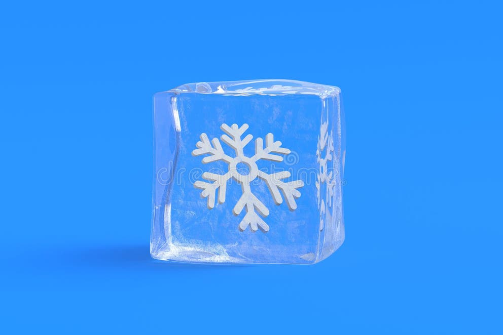 Snowflake in ice cube stock illustration. Illustration of frost - 263603314