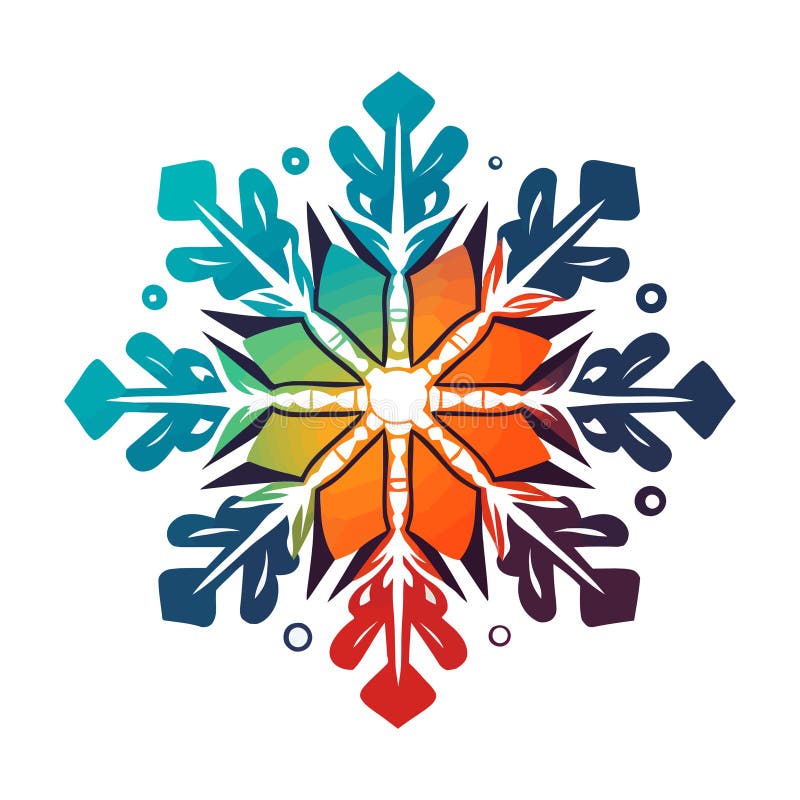 Snowflake Icon. Abstract Multicolored Snowflake on White Background ...