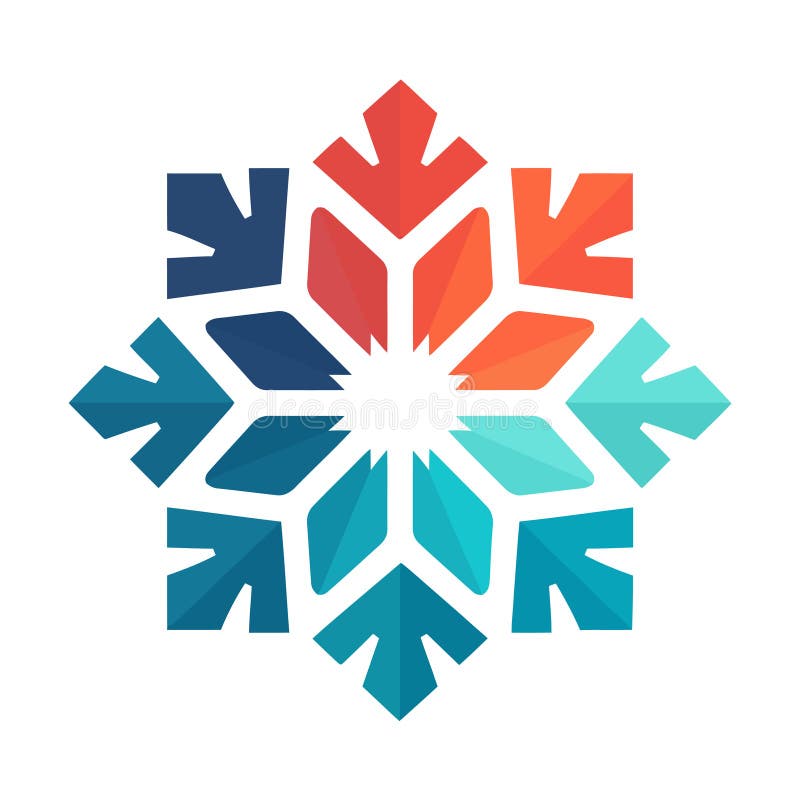 Snowflake Icon. Abstract Multicolored Snowflake on White Background ...