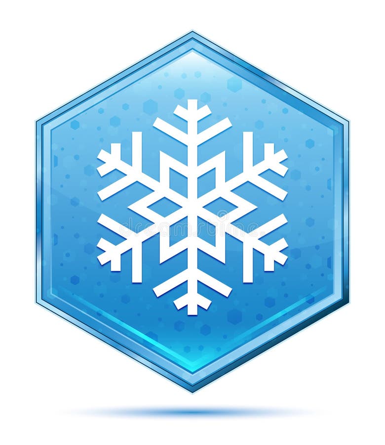 Snowflake Icon Crystal Blue Hexagon Button Stock Illustration ...