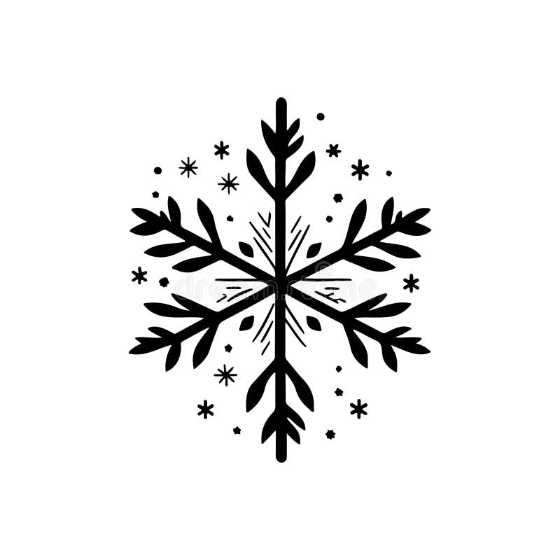 Snowflake Icon Hand Draw Black Colour Winter Logo Symbol Perfect Stock ...
