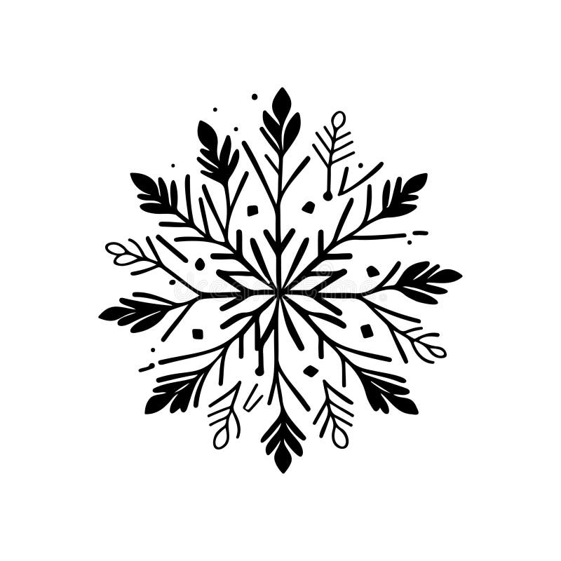 Snowflake Icon Hand Draw Black Colour Winter Logo Symbol Perfect Stock ...