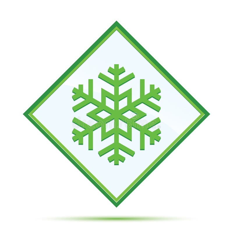 Snowflake Icon Modern Abstract Green Diamond Button Stock Illustration ...