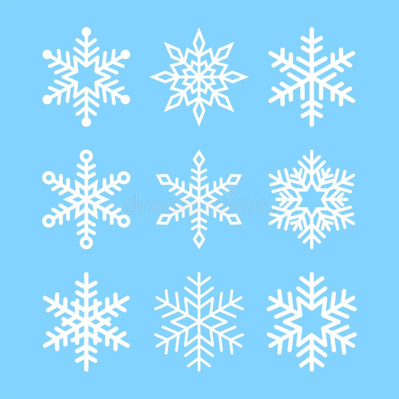 Snowflake Icons Collection, Vector Snow Symbol Set Stock Vector ...
