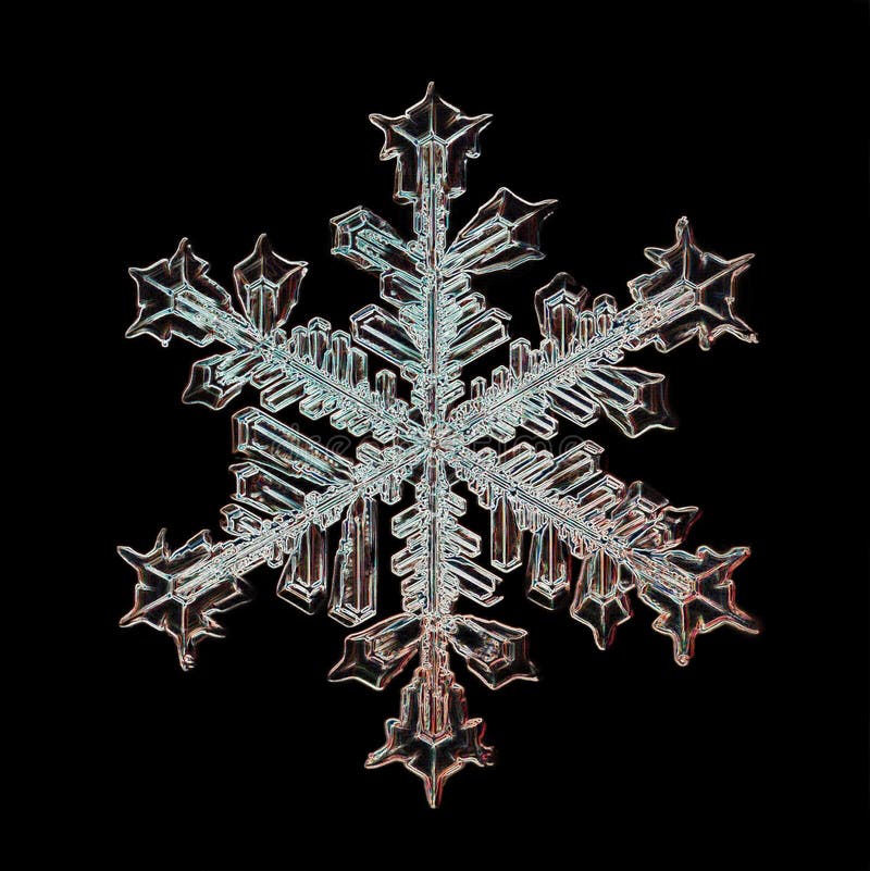Snowflake Isolated on Black Stock Illustration - Illustration of ...