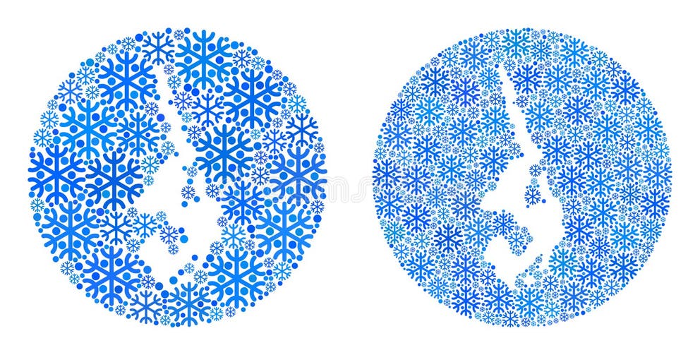 Stencil Spheric Koh Phi Leh Map - Snow Flakes Mosaic with Subtracted ...