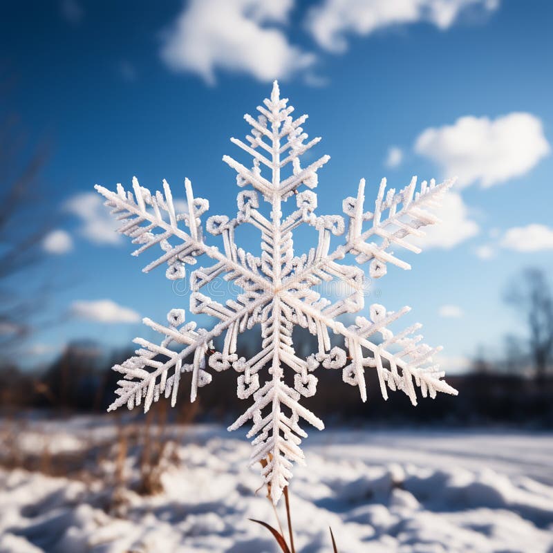 Snowflake Landing on the Icy Ground. Christmas Time Stock Illustration ...