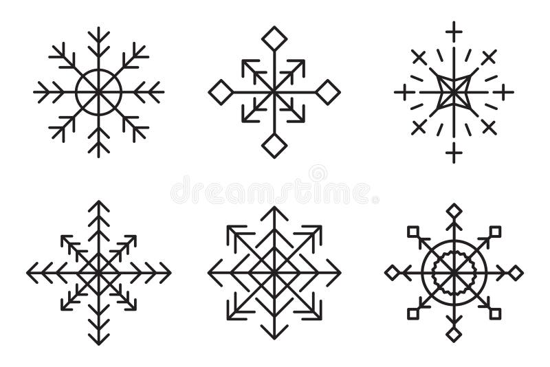 Snowflake Line Graphic with Different Shapes for Winter, Season ...