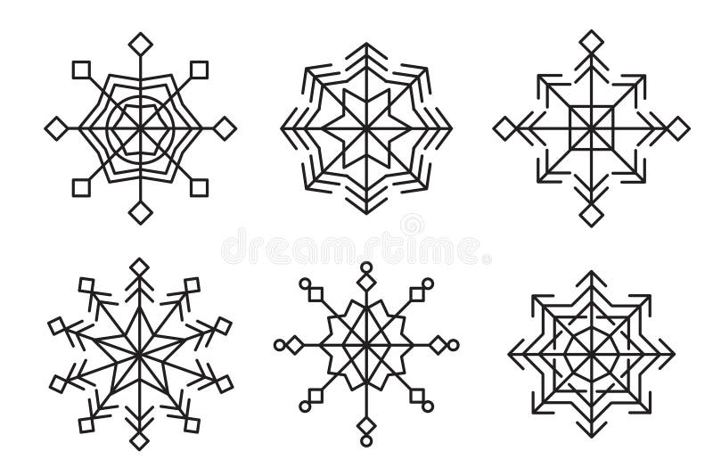 Snowflake Line Graphic with Different Shapes for Winter, Season ...
