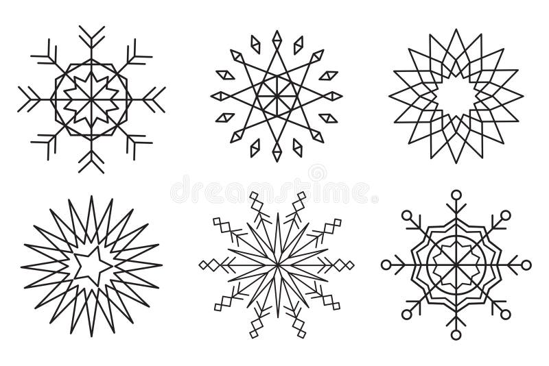 Snowflake Line Graphic with Different Shapes for Winter, Season ...