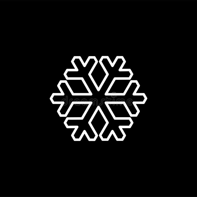 Snowflake Line Icon on Black Background. Black Flat Style Vector ...