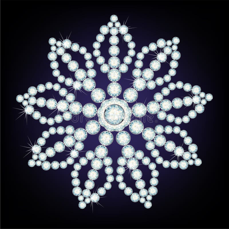 Snowflake Made of Precious Stones on Black Background Stock Vector ...