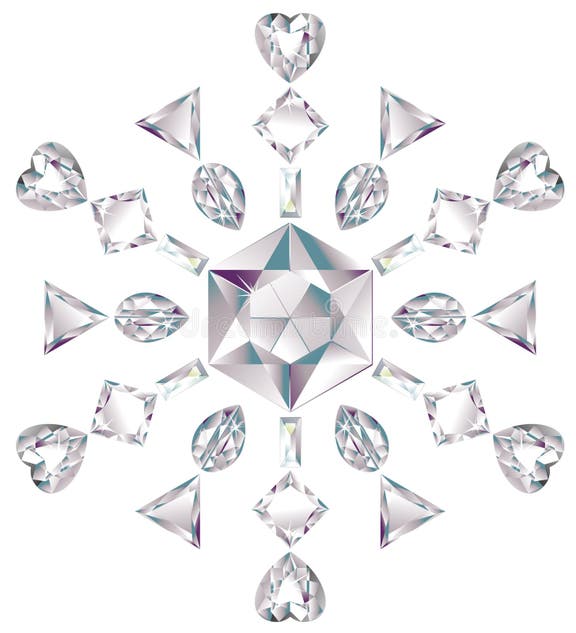 Snowflake Made from Different Cut Diamonds Stock Vector - Illustration ...