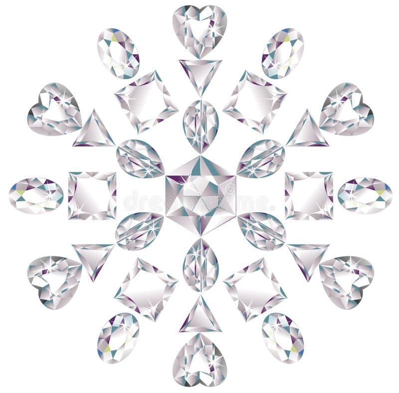 Vector Realistic Golden and Silver White Gems and Jewels on White ...