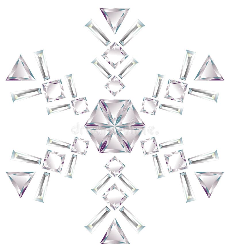 Snowflake Made from Different Cut Diamonds Stock Illustration ...