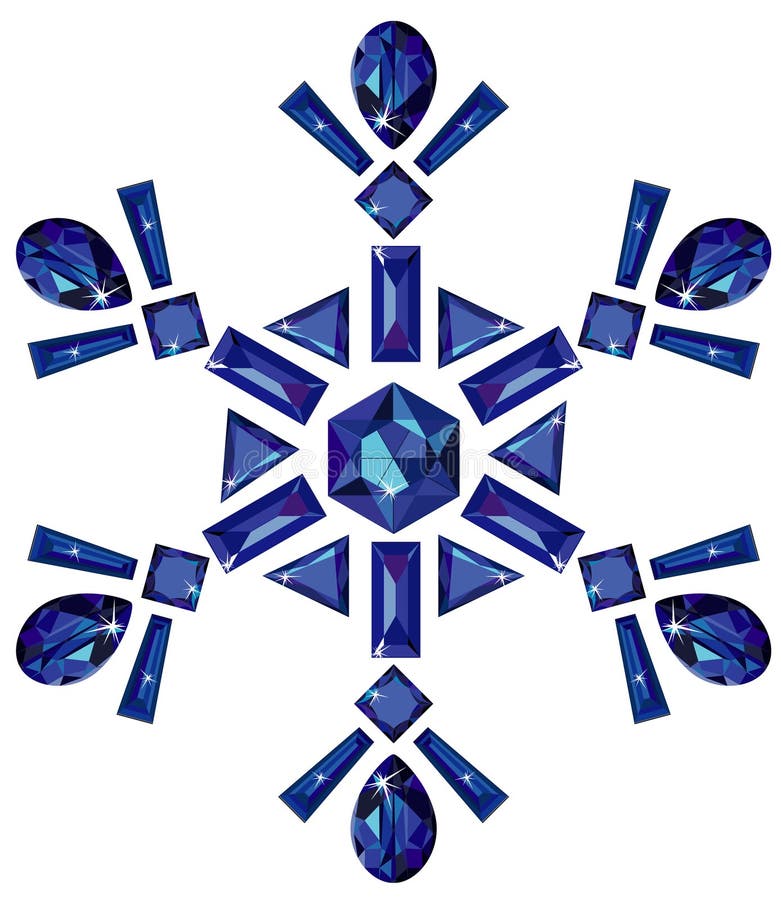 Snowflake Made from Different Cut Sapphires Isolat Stock Vector ...