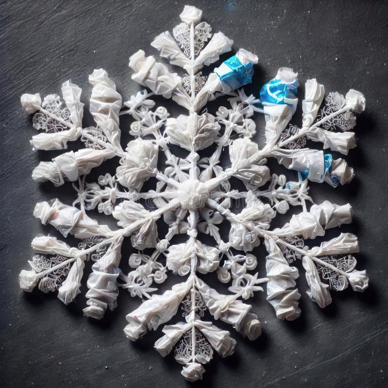 A Snowflake Made from Discarded Plastic Wrappers. Stock Photo - Image ...