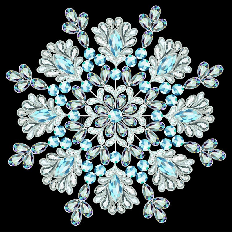 Snowflake Made of Precious Stones on Black Background Stock Vector ...