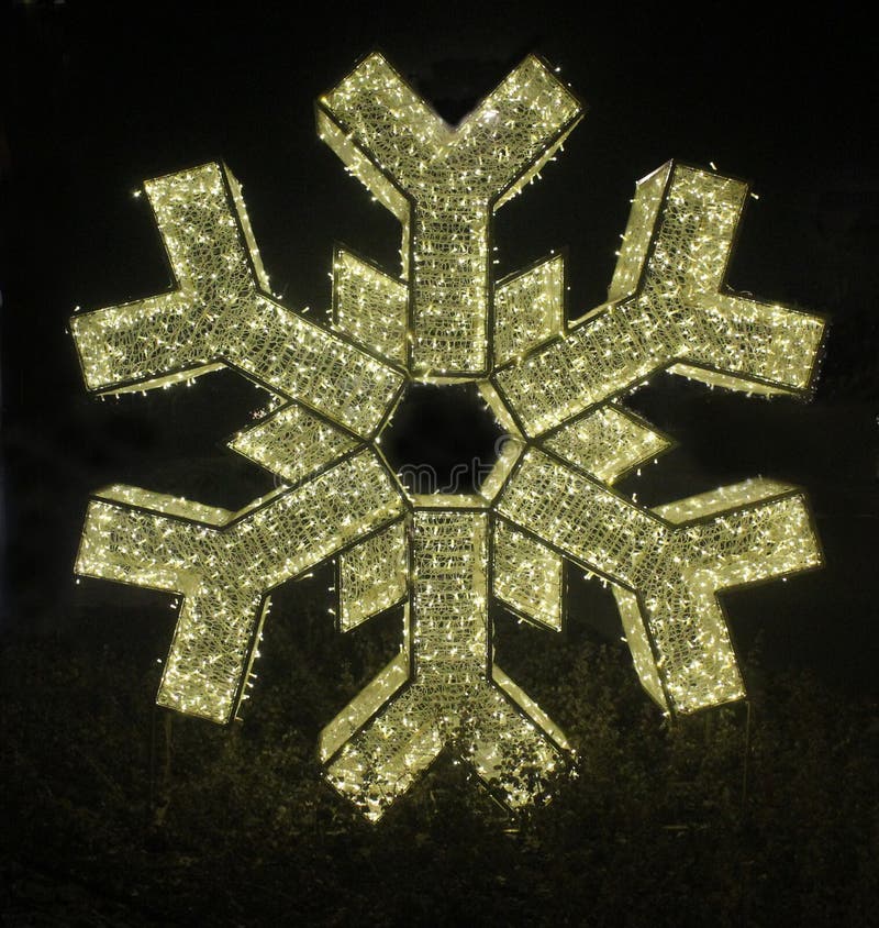 Snowflake Made from White Lights Stock Photo - Image of night, lights ...