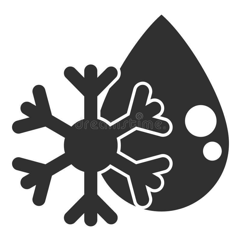 Snowflake Overlapping Water Drop Icon Showing Freezing Temperature ...