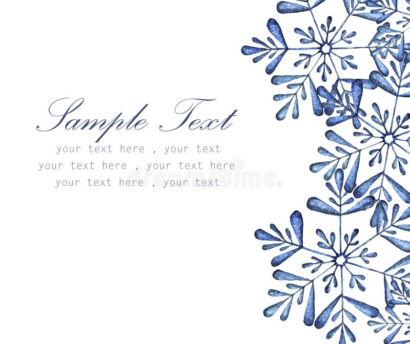 Snowflake with Place for Text-Hand Painted Watercolo. Stock ...