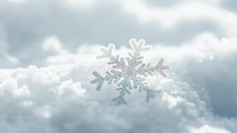 Snowflake on Pristine Snow Surface, Clear Unique Crystal Structure ...