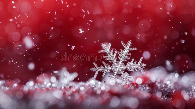 Snowflake on Red Background Stock Image - Image of design, macro: 314235023