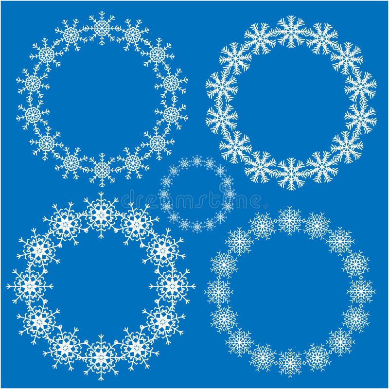 Snowflake Round Frame Set for Your Design. Stock Vector - Illustration ...
