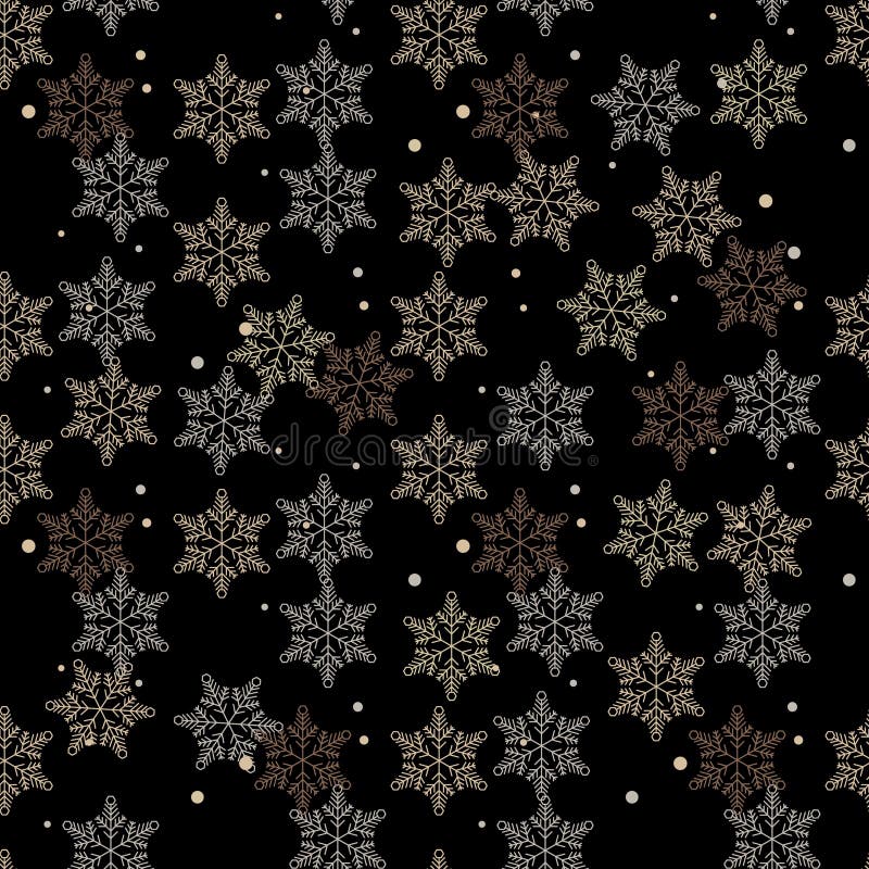 Snowflake Seamless Pattern. Black and Brown Retro Background. Chaotic ...