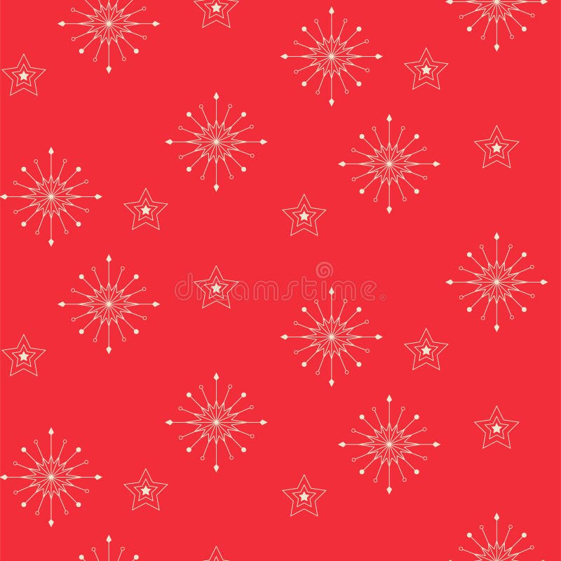 Snowflake Seamless Pattern. Vector Red New Year Background. Stock ...