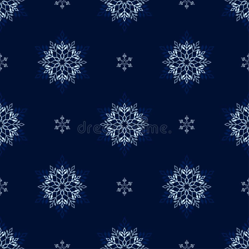 Snowflake Seamless Vector Pattern on a Blue Background Stock Vector ...