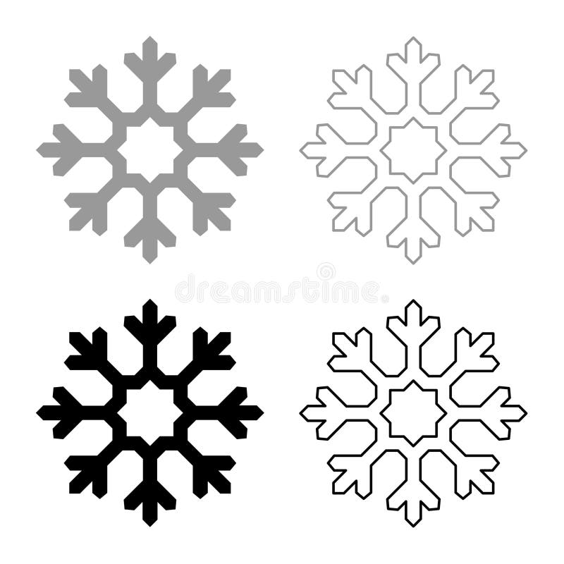 Snowflake Set Icon Grey Black Color Vector Illustration Image Solid ...