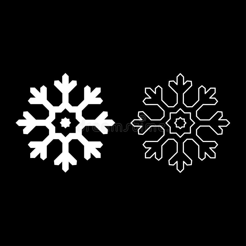 Snowflake Set Icon White Color Vector Illustration Image Solid Fill ...