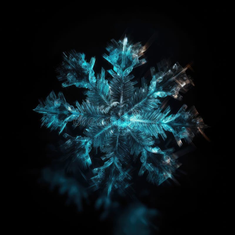 Snowflake Shape in Fire on Black Background. Generative AI Stock ...