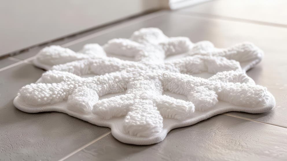 Snowflakeshaped Bath Mat on Minimal Tile Floor Stock Illustration ...