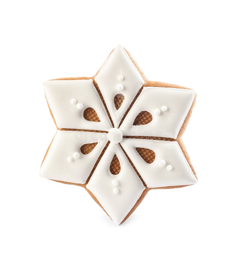 Snowflake Shaped Christmas Cookie Isolated on White Stock Image - Image ...
