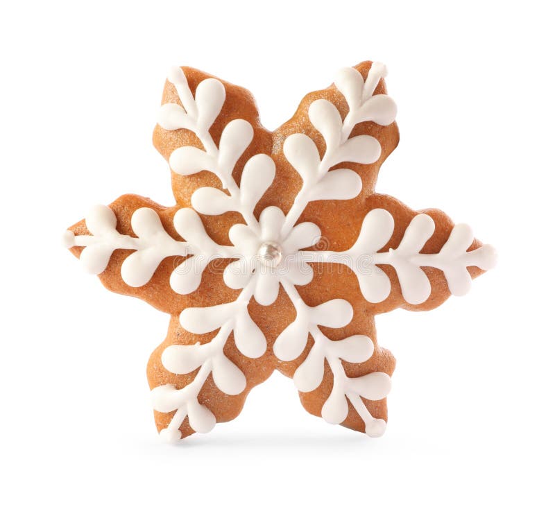 Snowflake Shaped Christmas Cookie Isolated on White Stock Photo - Image ...