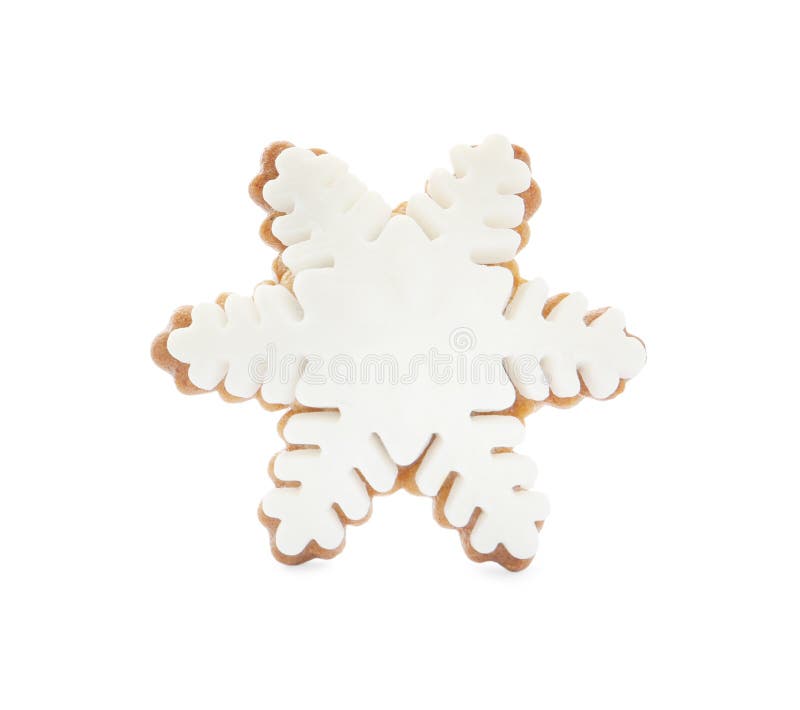 Snowflake Shaped Christmas Cookie Isolated on White Stock Image - Image ...
