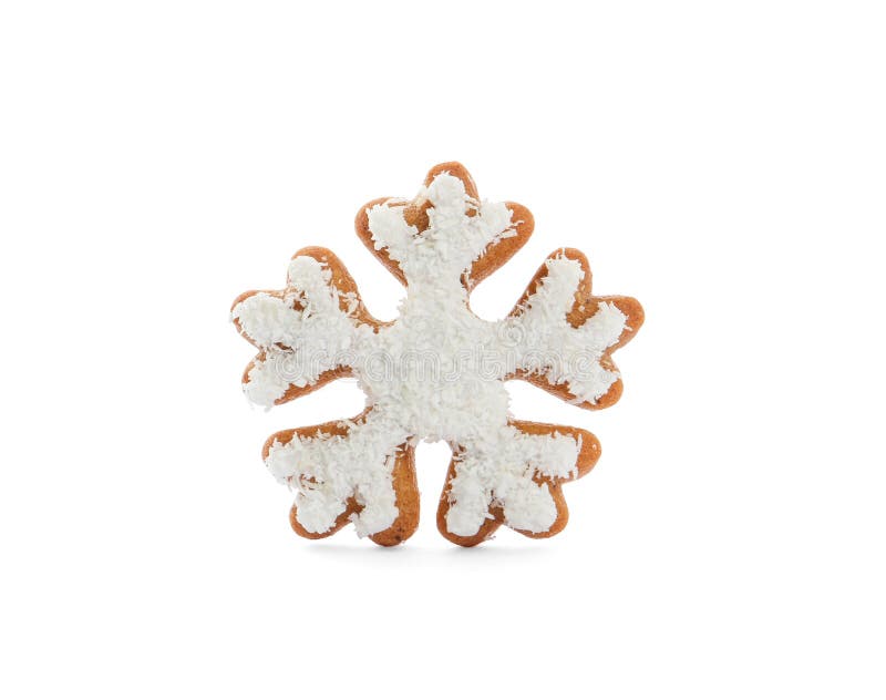 Snowflake Shaped Christmas Cookie Isolated on White Stock Photo - Image ...